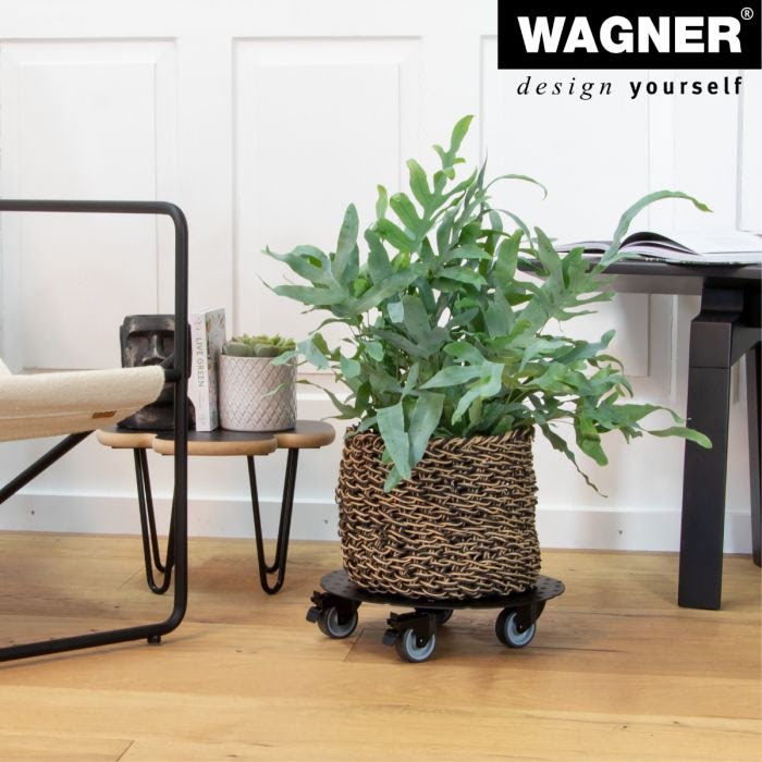 Ronde plantentrolley uit metaal | Wagner Multi Roller Alaska zwart
